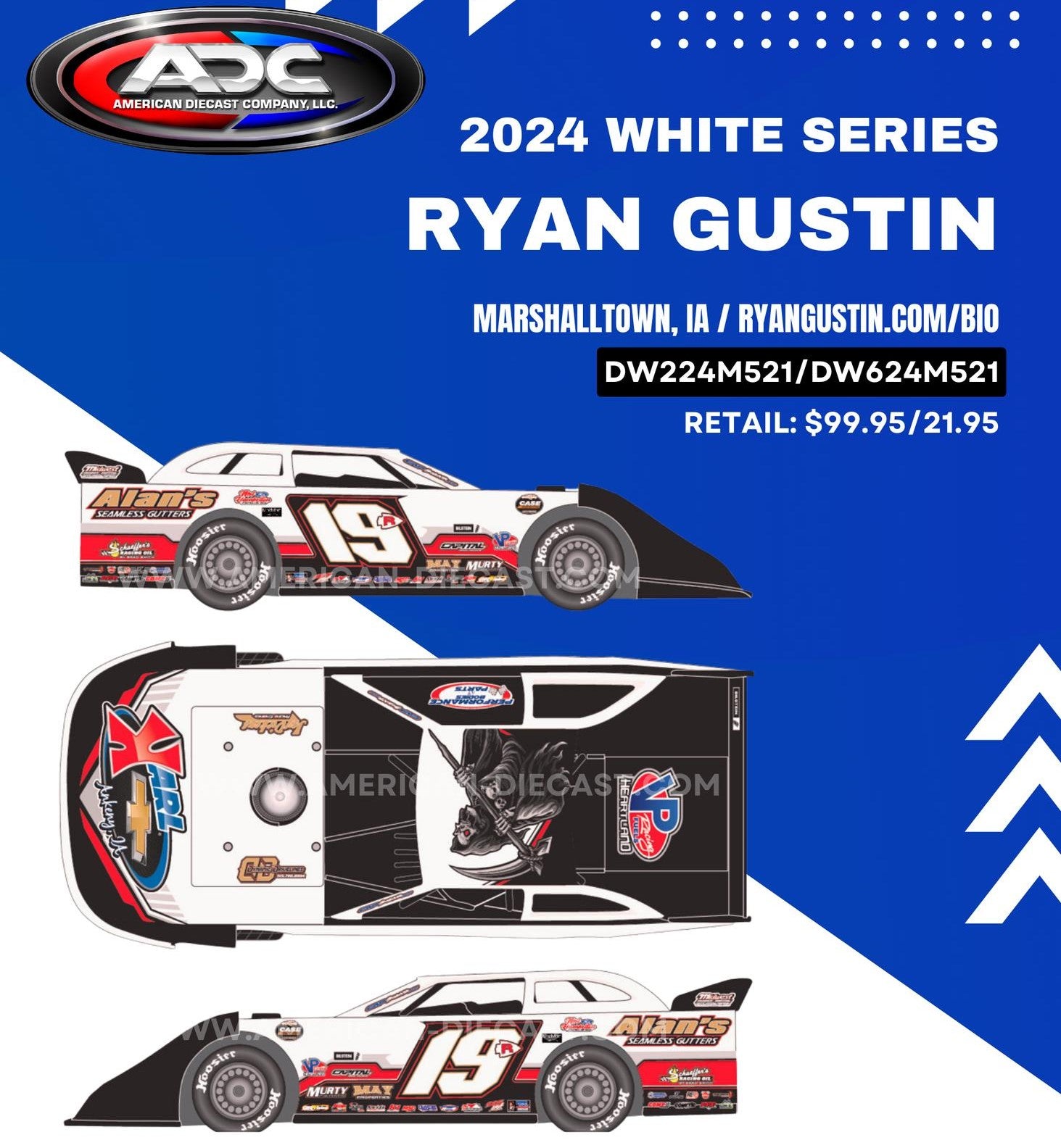 Ryan Gustin 2024 ADC Late Model Dirt Car 1/64 Diecast – Dirt Diecast Deals